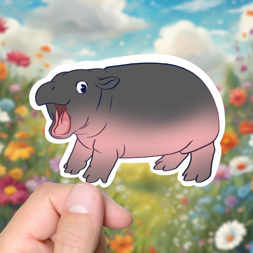 Smiling Moo Deng, Cute Animal Sticker, Kawaii Sticker Decor, Unique ...