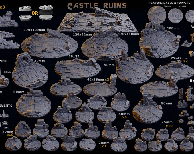 Ruined Gothic Castle Wargames Bases and Toppers Miniature Bases - Etsy
