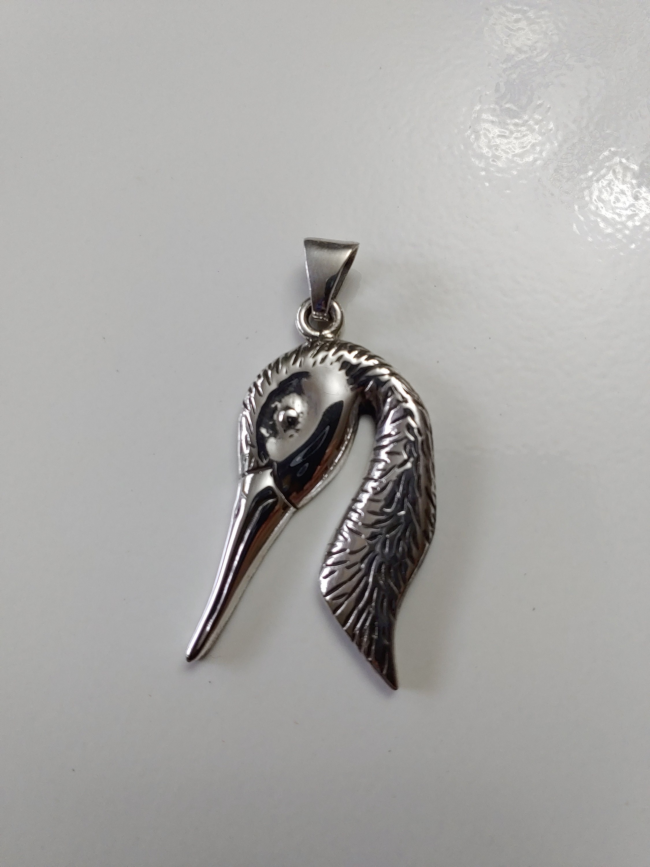 Silver Bird Pendant Ibis pendant Great Heron bird pendant. - Etsy 日本
