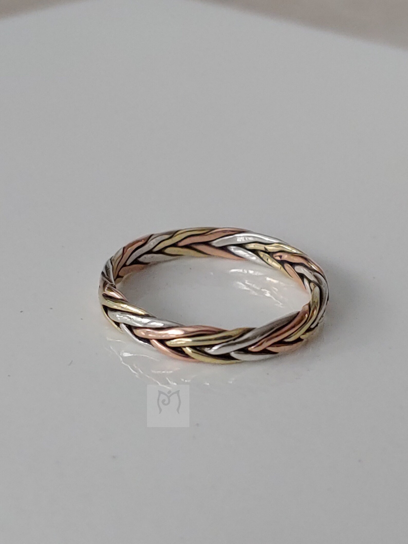 Silver Bronze and Copper Braided Ring. Mixed Metal Three - Etsy