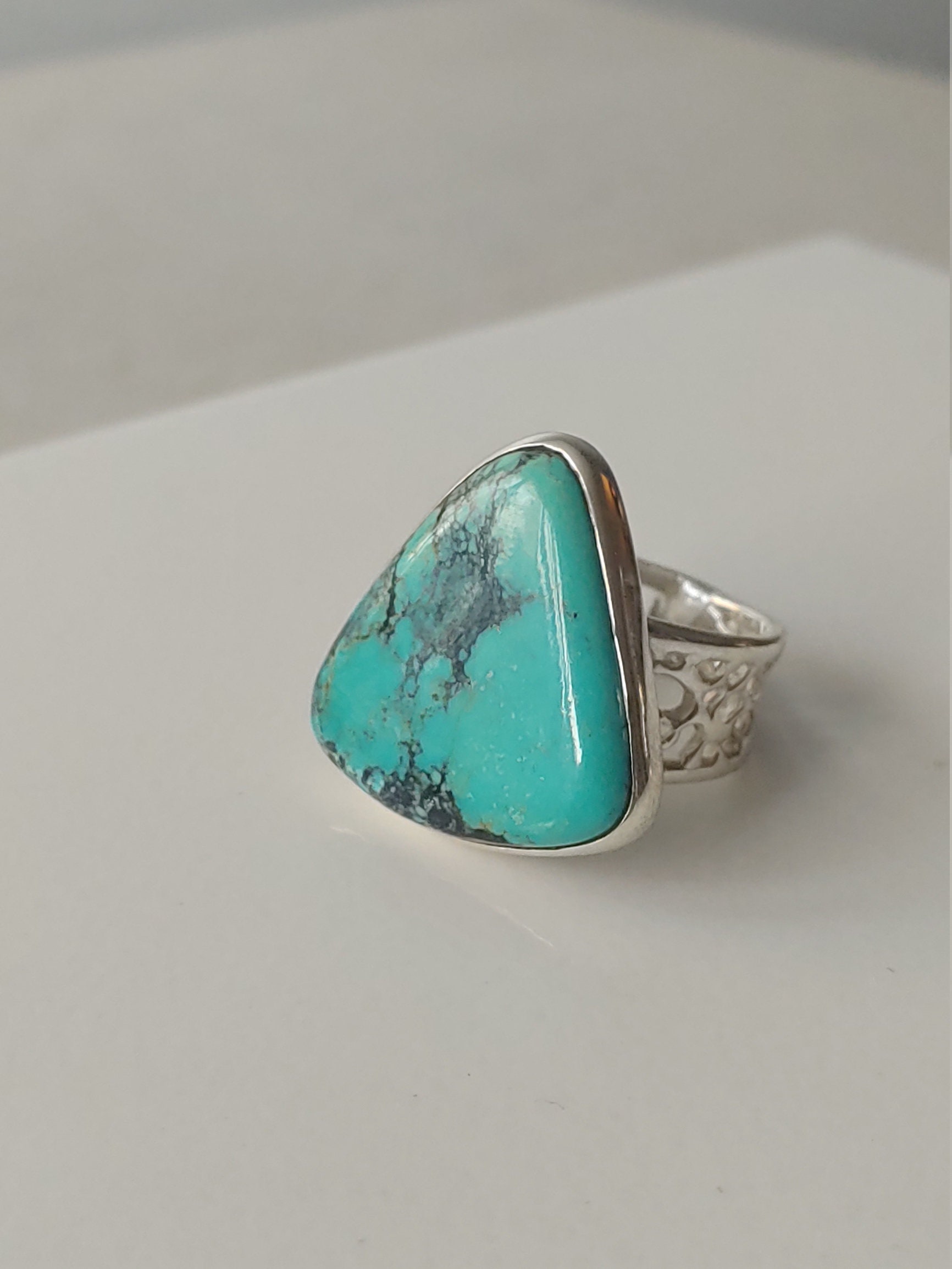 Spider Web Turquoise Ring. Big Triangle Nevada Turquoise - Etsy