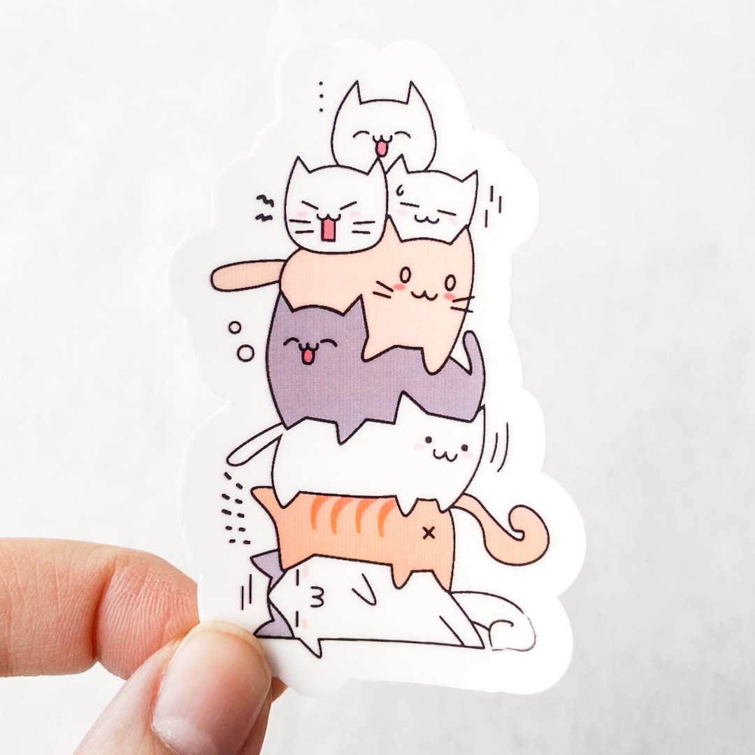 Stack of Cute Cats Die Cut Sticker - Etsy
