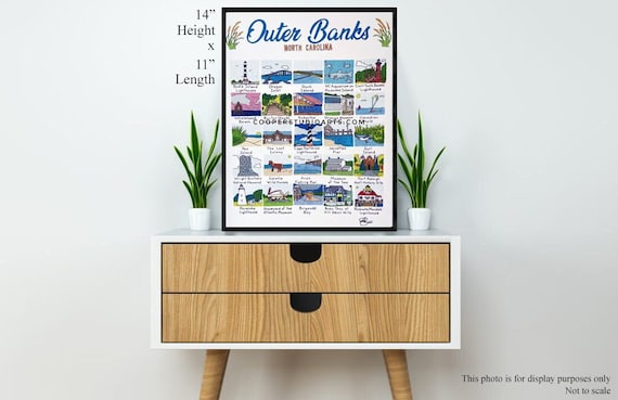 Outer Banks Sites Hand Drawn PRINT 11x14 OBX Beach Art - Etsy