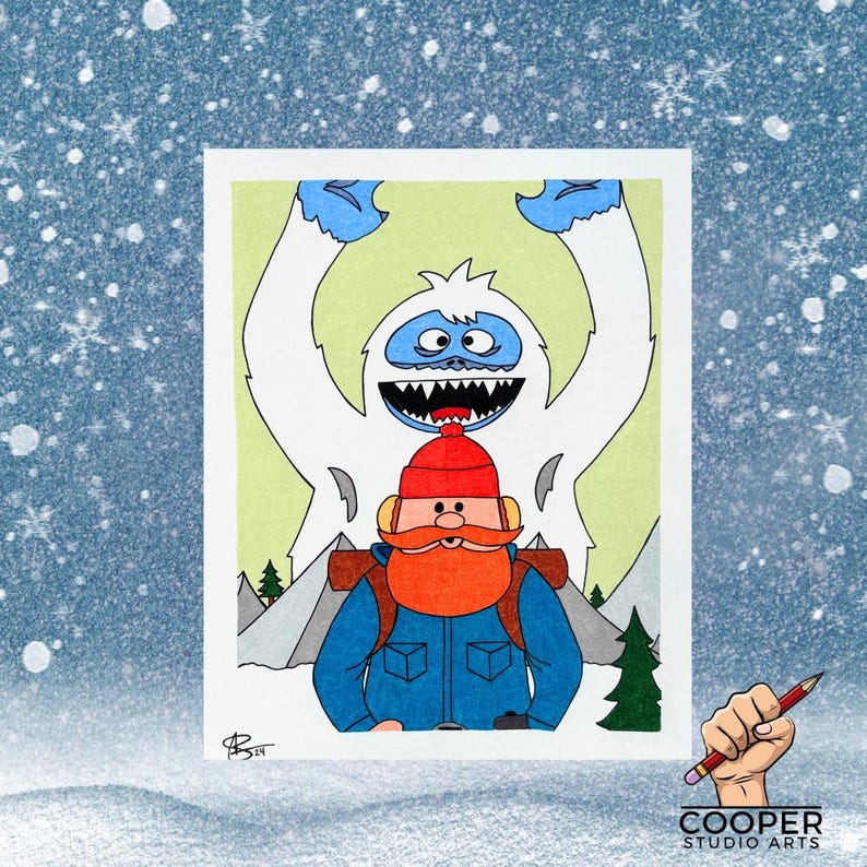 Bumble & Yukon Cornelius Holiday Art Print – Classic Rudolph Characters ...