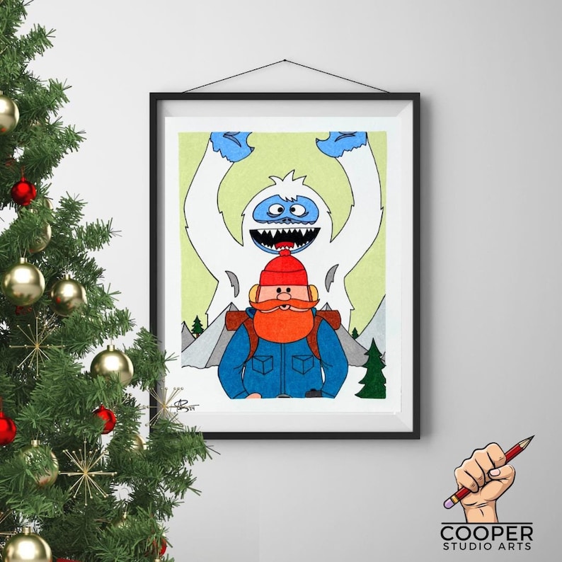 Bumble & Yukon Cornelius Holiday Art Print – Classic Rudolph Characters ...