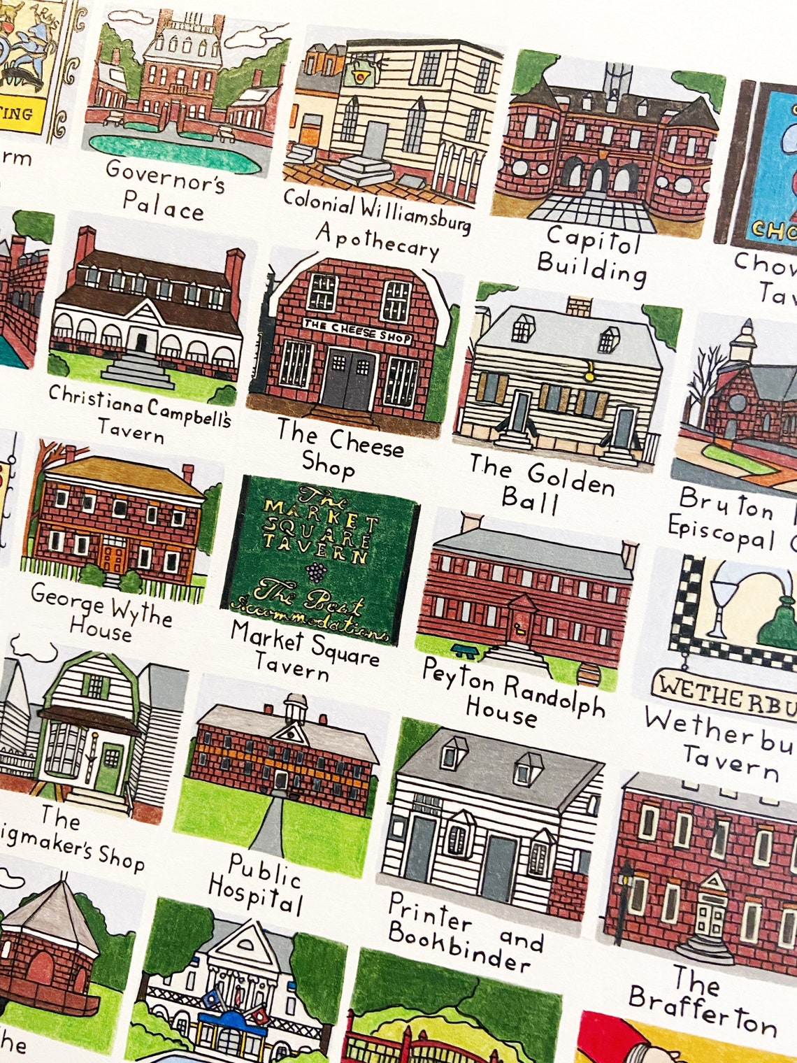 Colonial Williamsburg Hand Drawn Wall Art 11x14 PRINT | Etsy