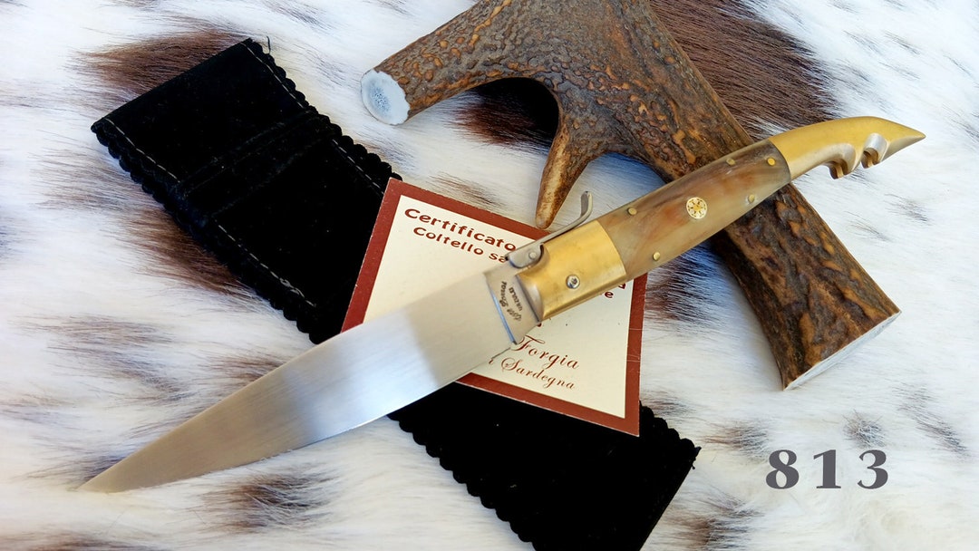 SARDINIAN KNIFE HANDMADE Logudorese With Blade Block, 12 Cm Blade, Ram ...