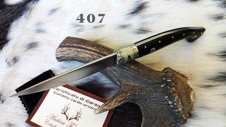 Handcrafted Sardinian Knife, Pattadese Type, Dovetail Handle in Buffalo ...