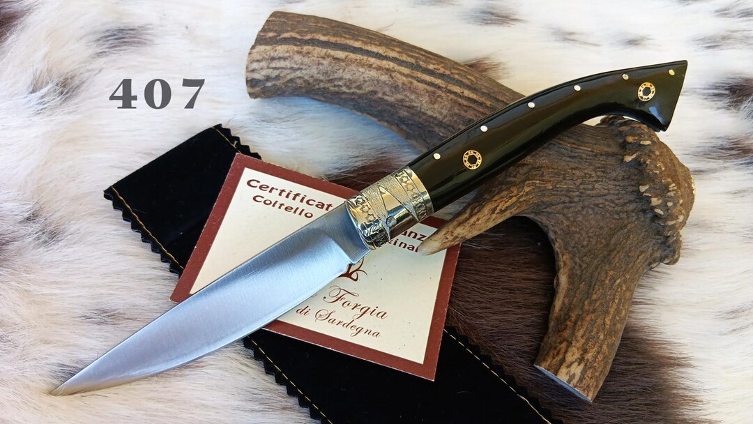 Handcrafted Sardinian Knife, Pattadese Type, Dovetail Handle in Buffalo ...