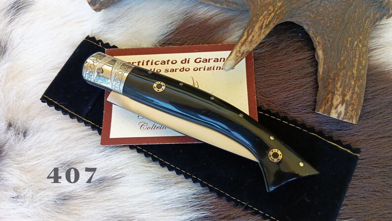 Handcrafted Sardinian Knife, Pattadese Type, Dovetail Handle in Buffalo ...