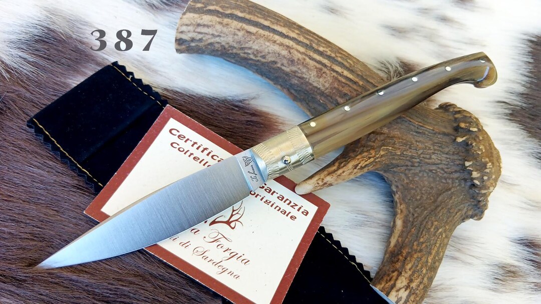 SARDINIAN ARTISAN KNIFE Pattadese Blade 10 Cm, Ram Horn Handle With ...