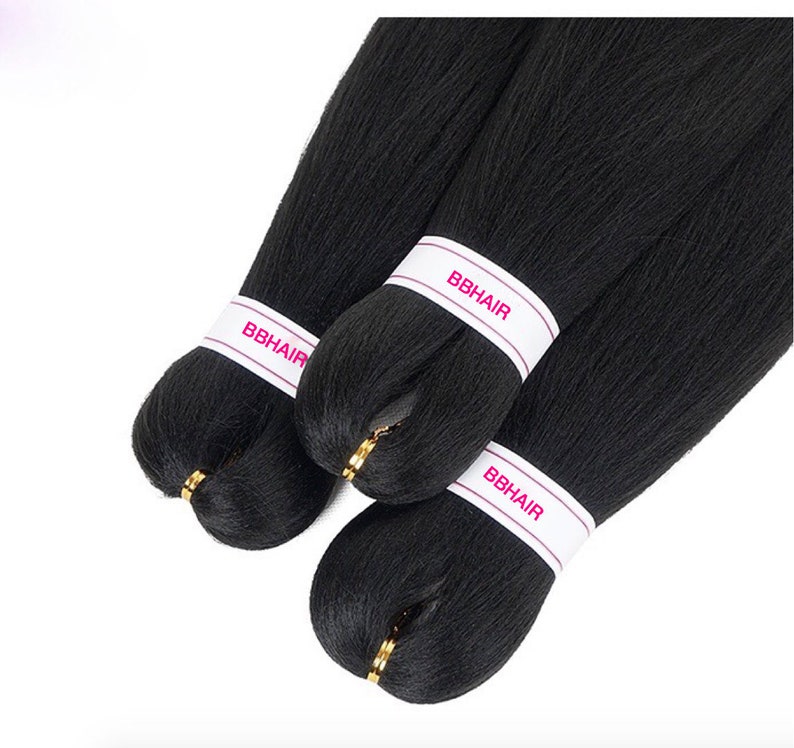 Natural Black Color 1B Braiding Hair Extensions Black Pre Stretched ...