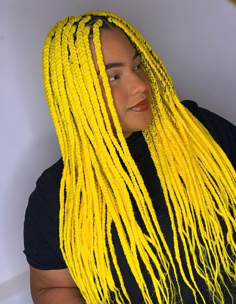 Yellow Synthetic Braiding Hair Pre Stretched Braiding Hair Yellow Hair ...