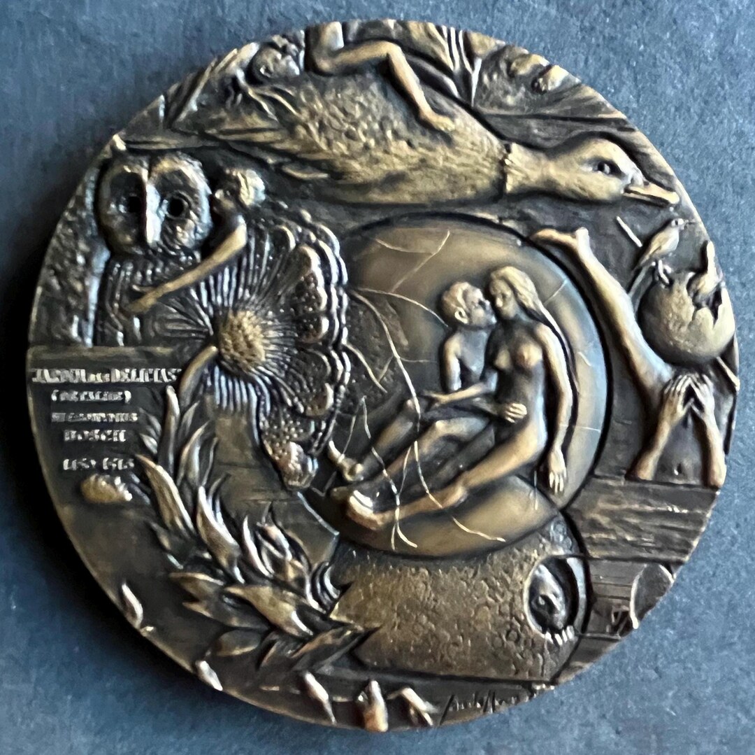 Amazing Antique and Rare Bronze Medal With High Reliefs Dedicated to ...