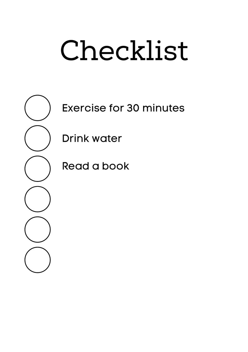 Simple Check List Printable Instant Download - Etsy