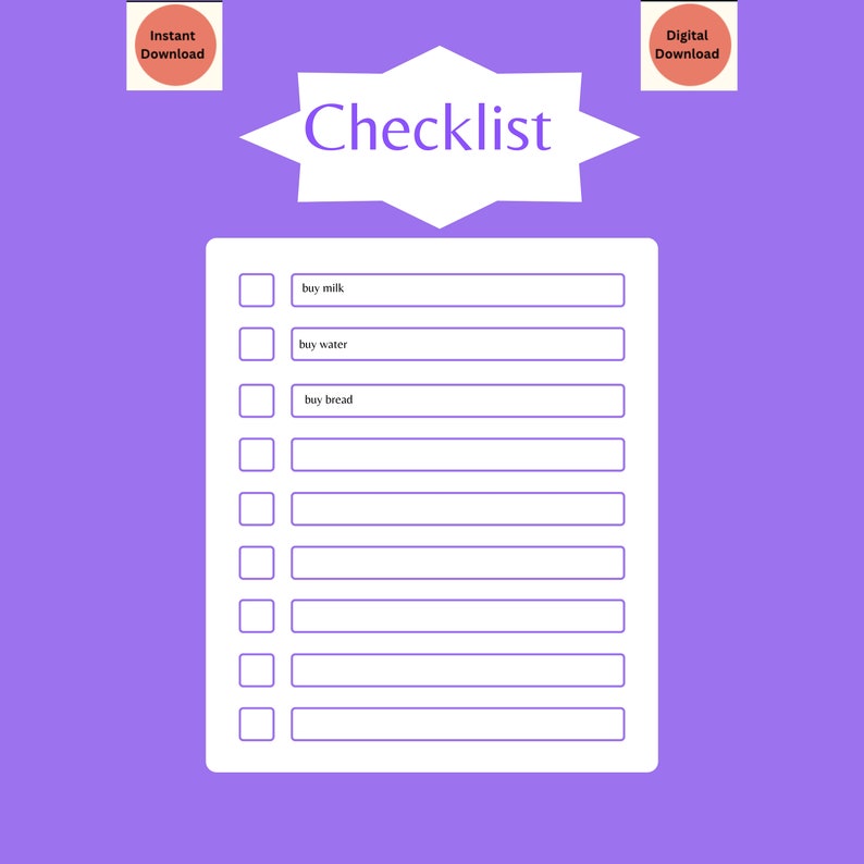Simple Check List Printable Instant Download - Etsy