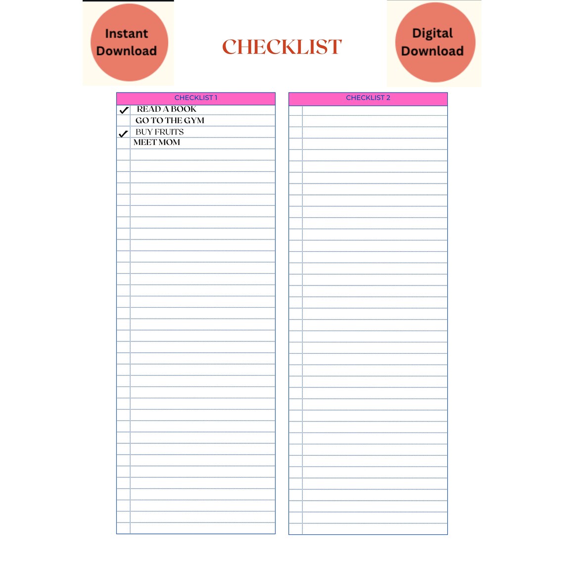 Simple Check List Printable Instant Download - Etsy