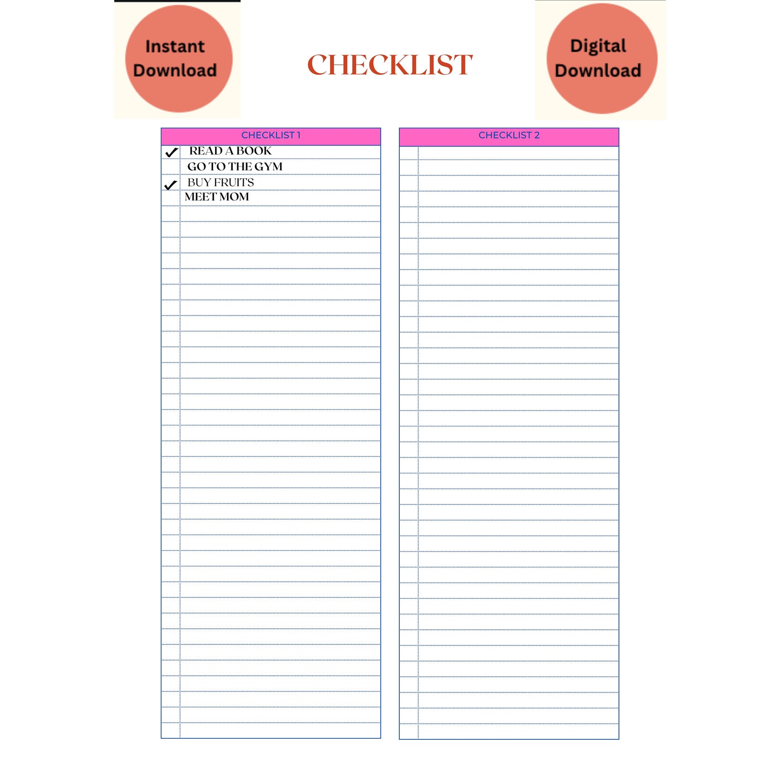 Simple Check List Printable Instant Download - Etsy