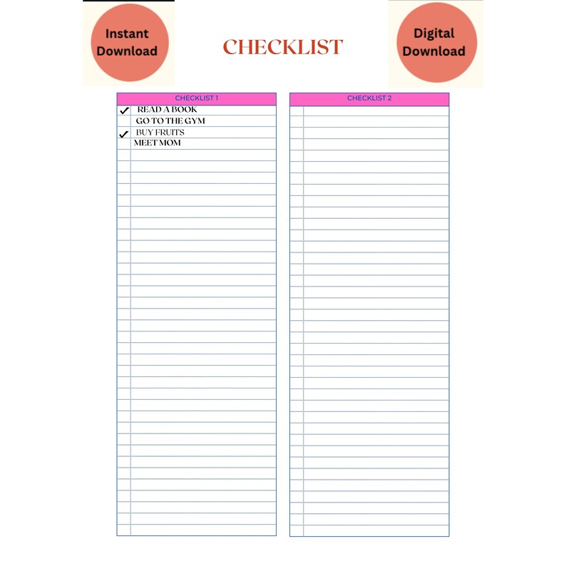 Simple Check List Printable Instant Download - Etsy