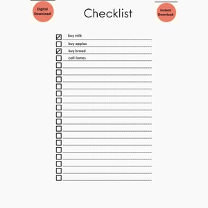 Simple Check List Printable Instant Download - Etsy