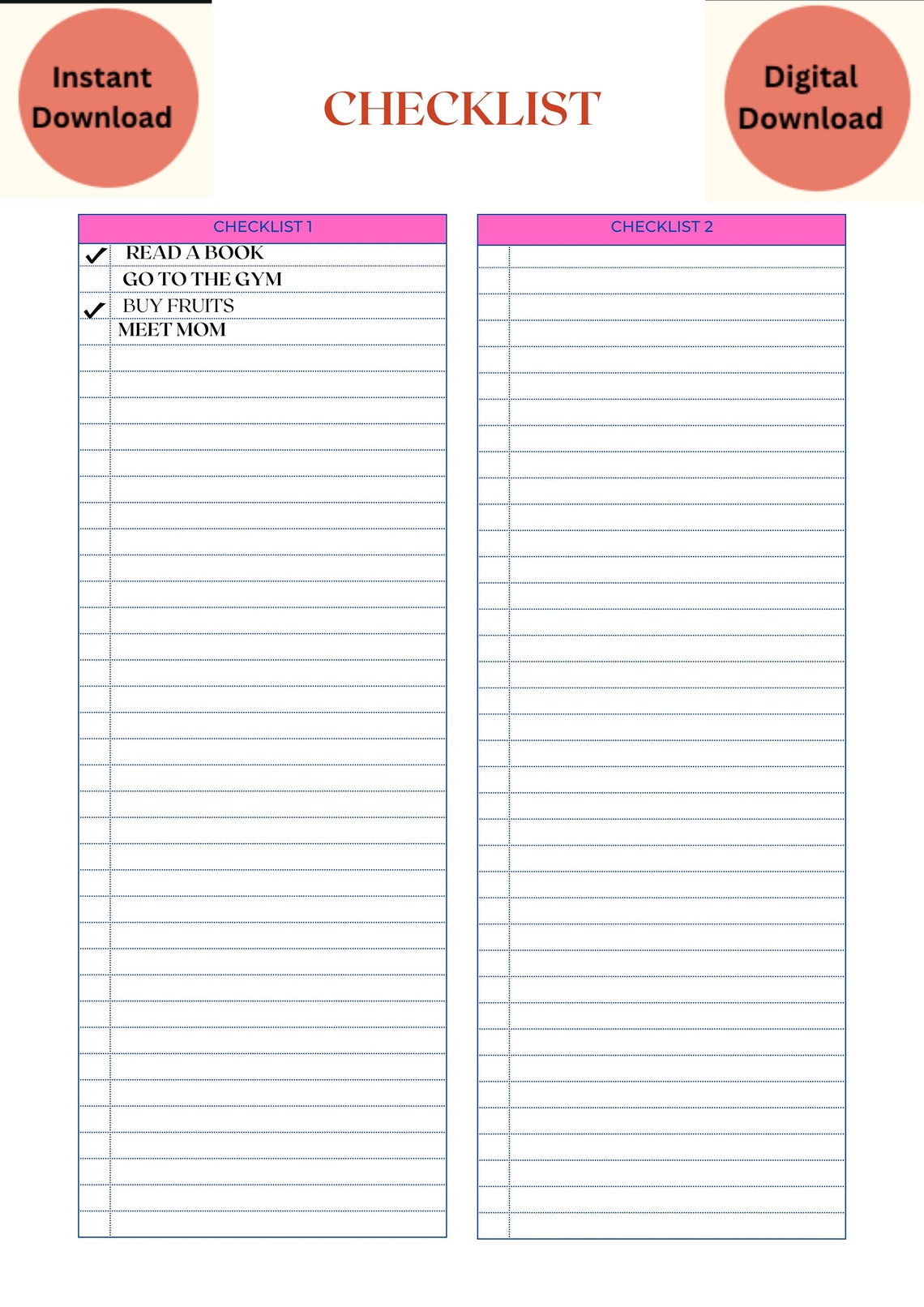 Simple Check List Printable Instant Download - Etsy