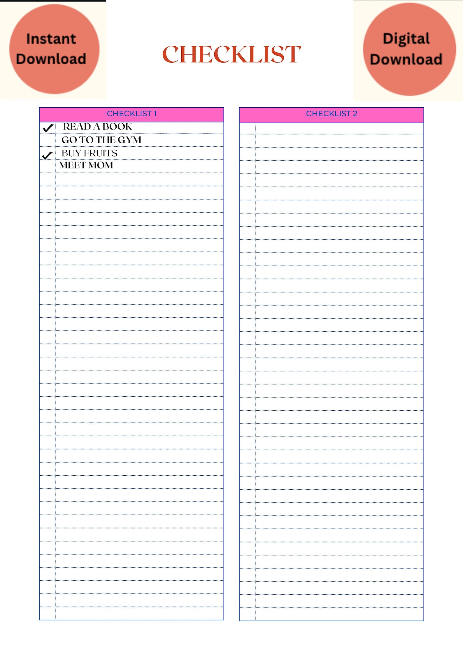 Simple Check List Printable Instant Download - Etsy
