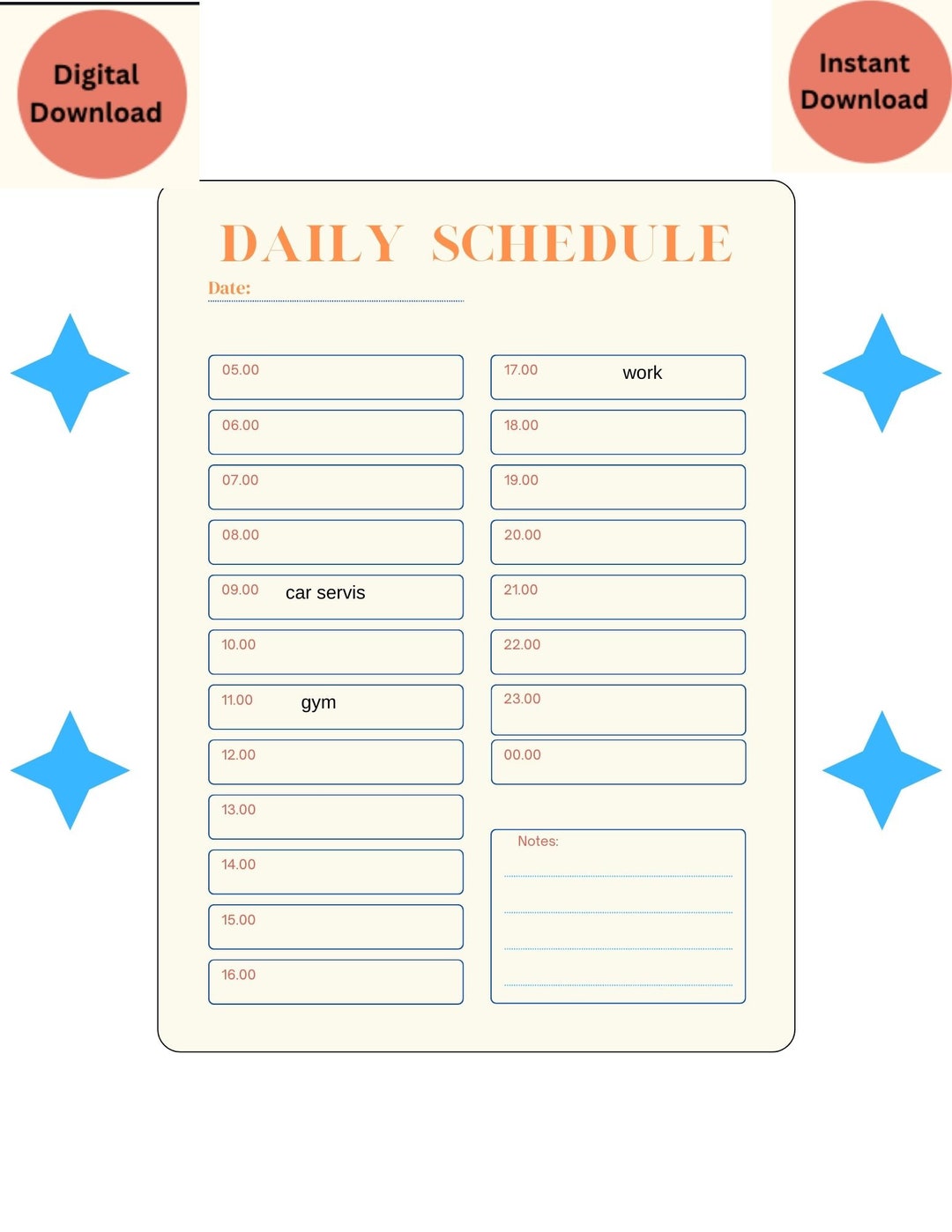 Schedule List Printable Instant Download Minimalist - Etsy
