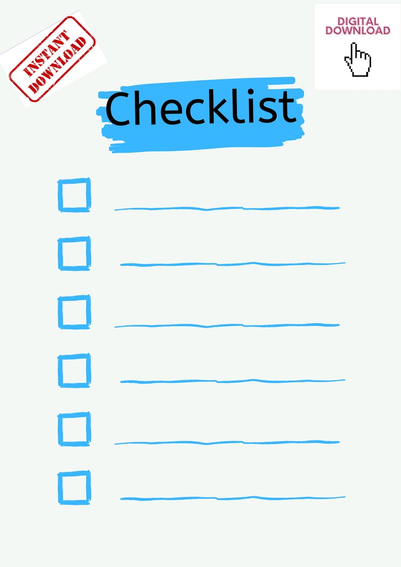Simple Check List Printable Instant Download - Etsy