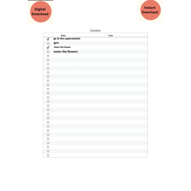 Simple Check List Printable Instant Download - Etsy