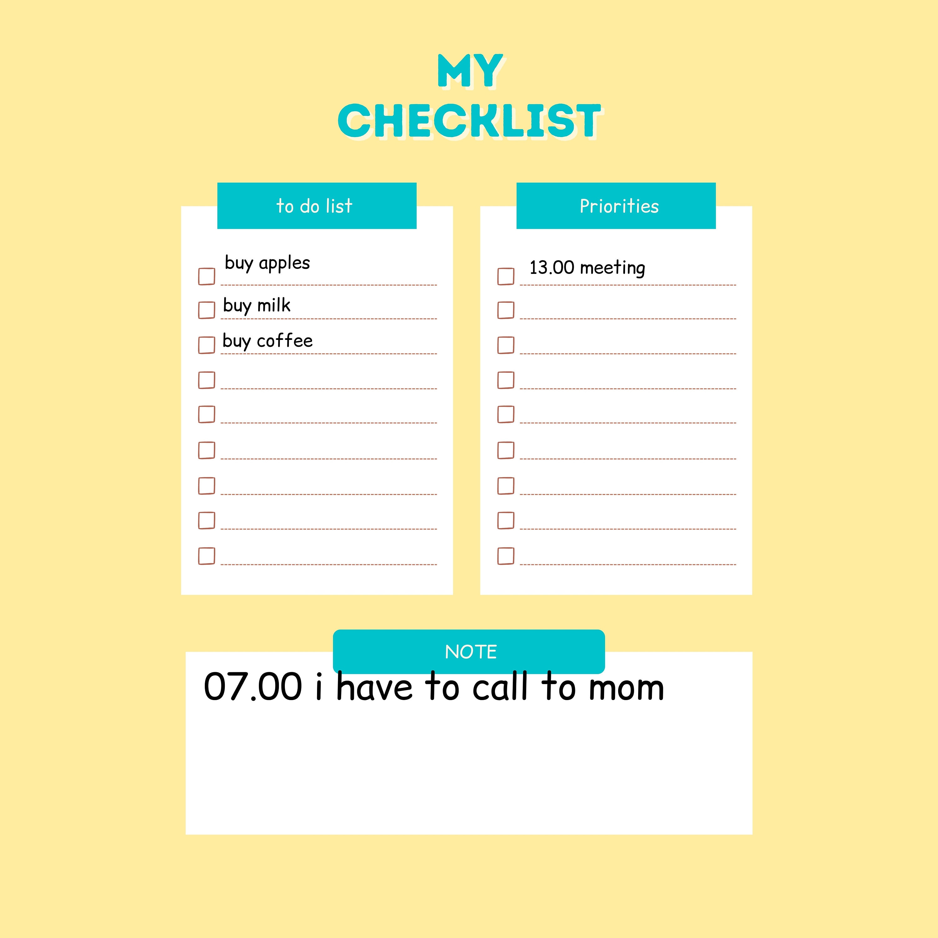 Simple Check List Printable Instant Download - Etsy