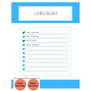 Simple Check List Printable Instant Download - Etsy