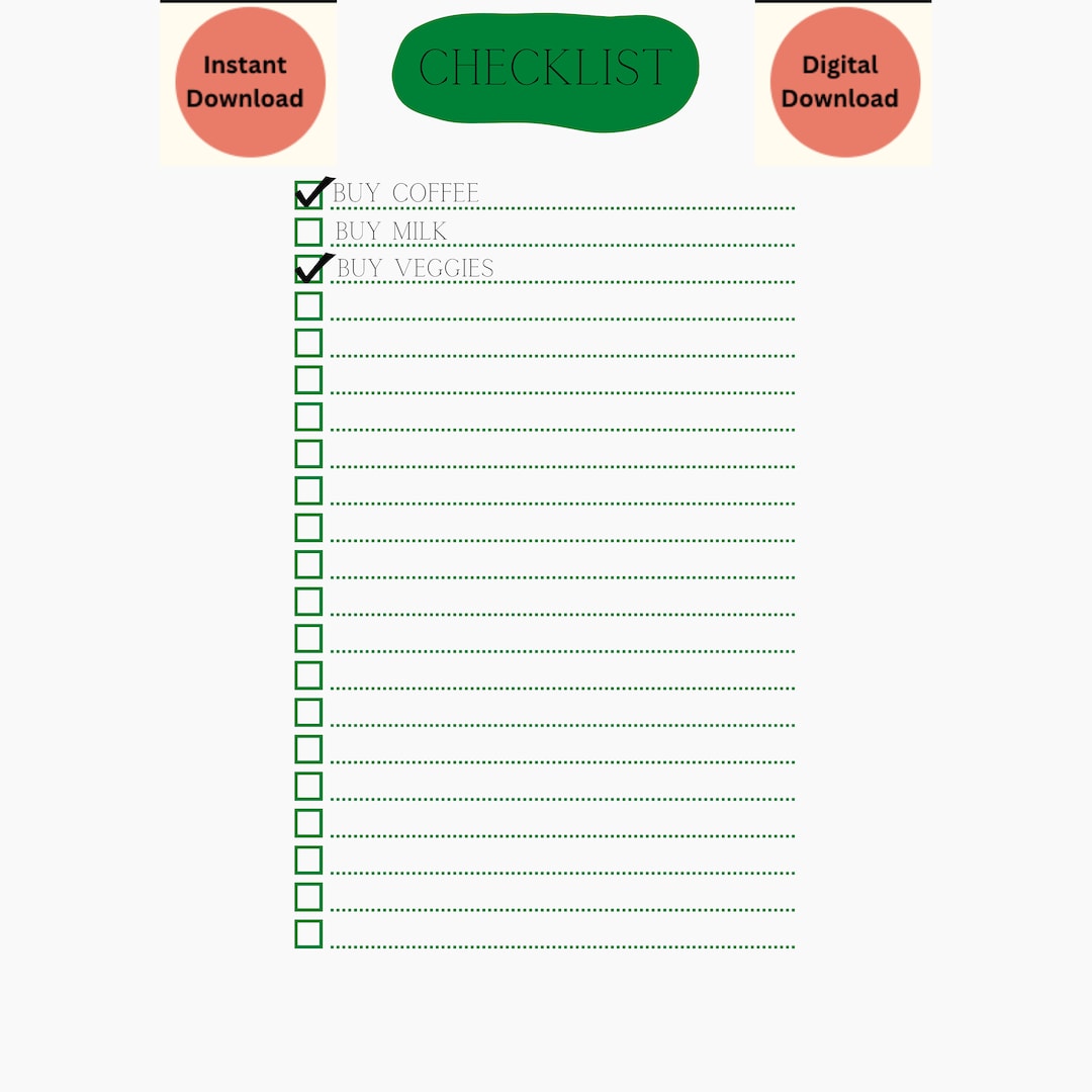 Simple Check List Printable Instant Download - Etsy