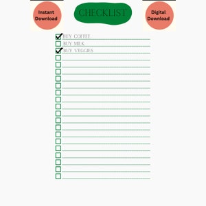Simple Check List Printable Instant Download - Etsy