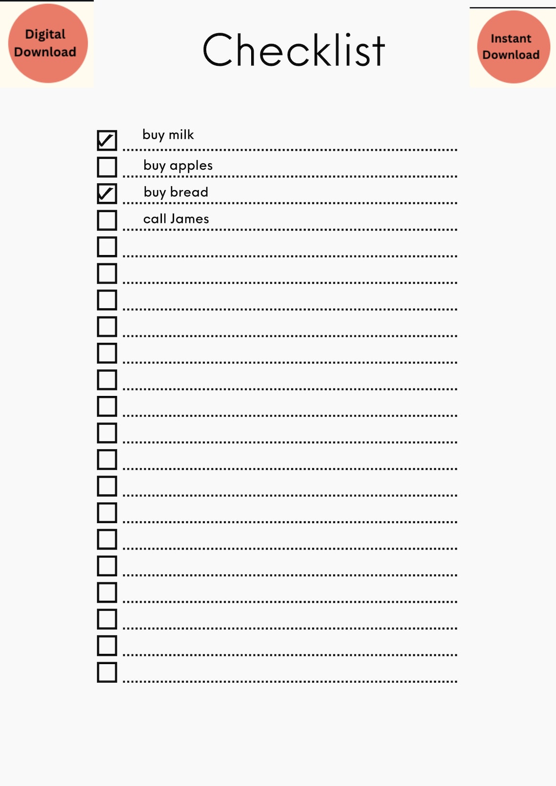 Simple Check List Printable Instant Download - Etsy