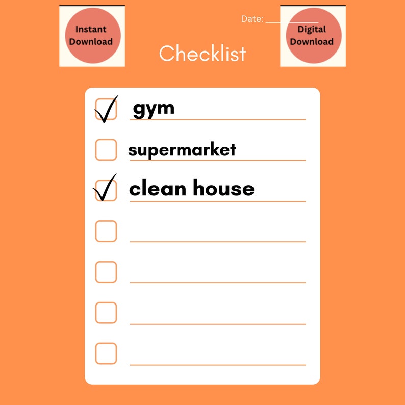 Simple Check List Printable Instant Download - Etsy