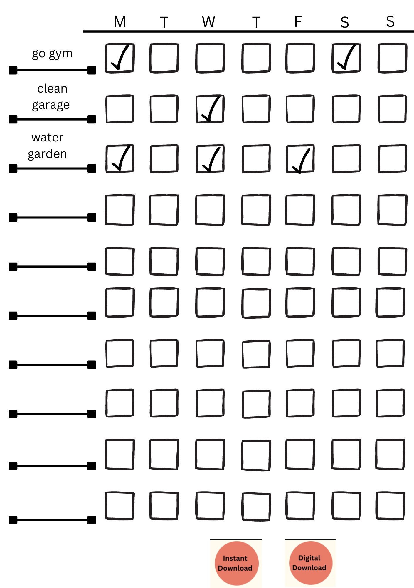 Simple Week Check List Printable Instant Download - Etsy