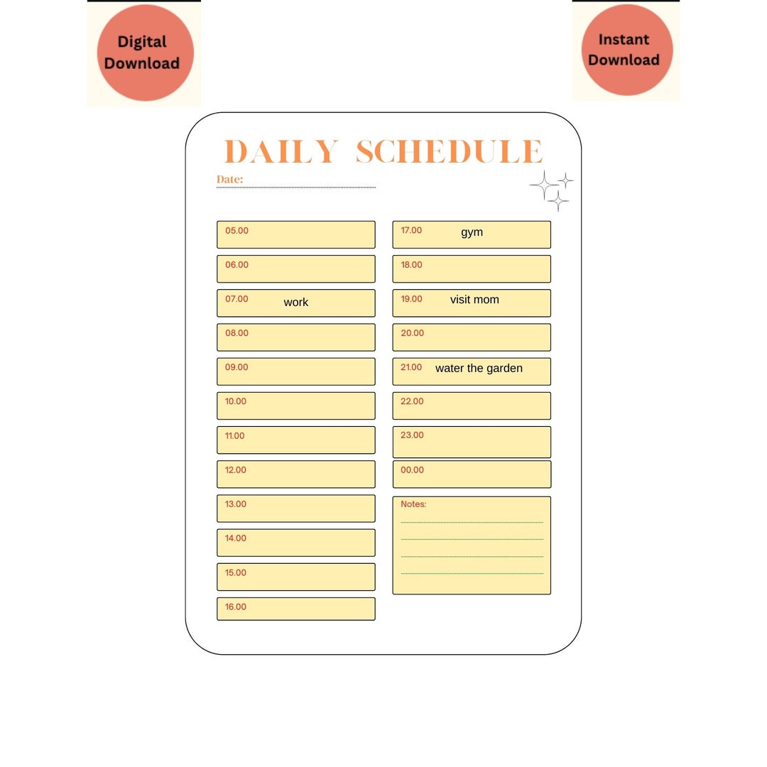 Schedule List Planner Printable Instant Download Simple - Etsy