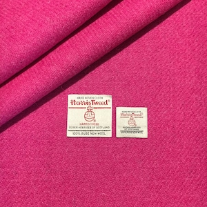 Bright Pink Harris Tweed, 100% Wool Fabric, With Authenticity Labels ...