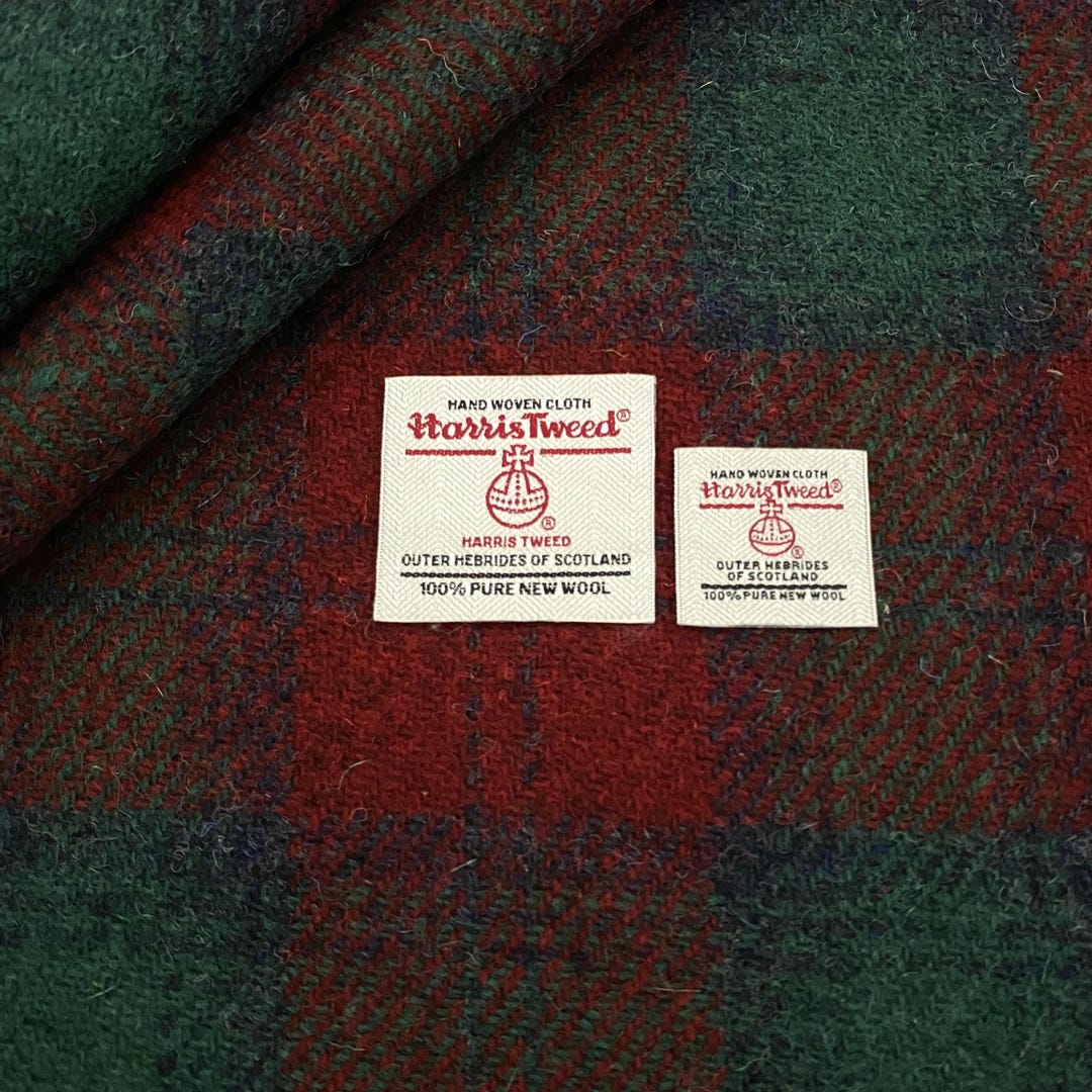 Harris Tweed Fabric, Traditional Christmas Red & Green Tartan Check ...