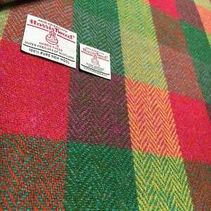 Harris Tweed Fabric Neon Green & Pink Herringbone Check 100% - Etsy