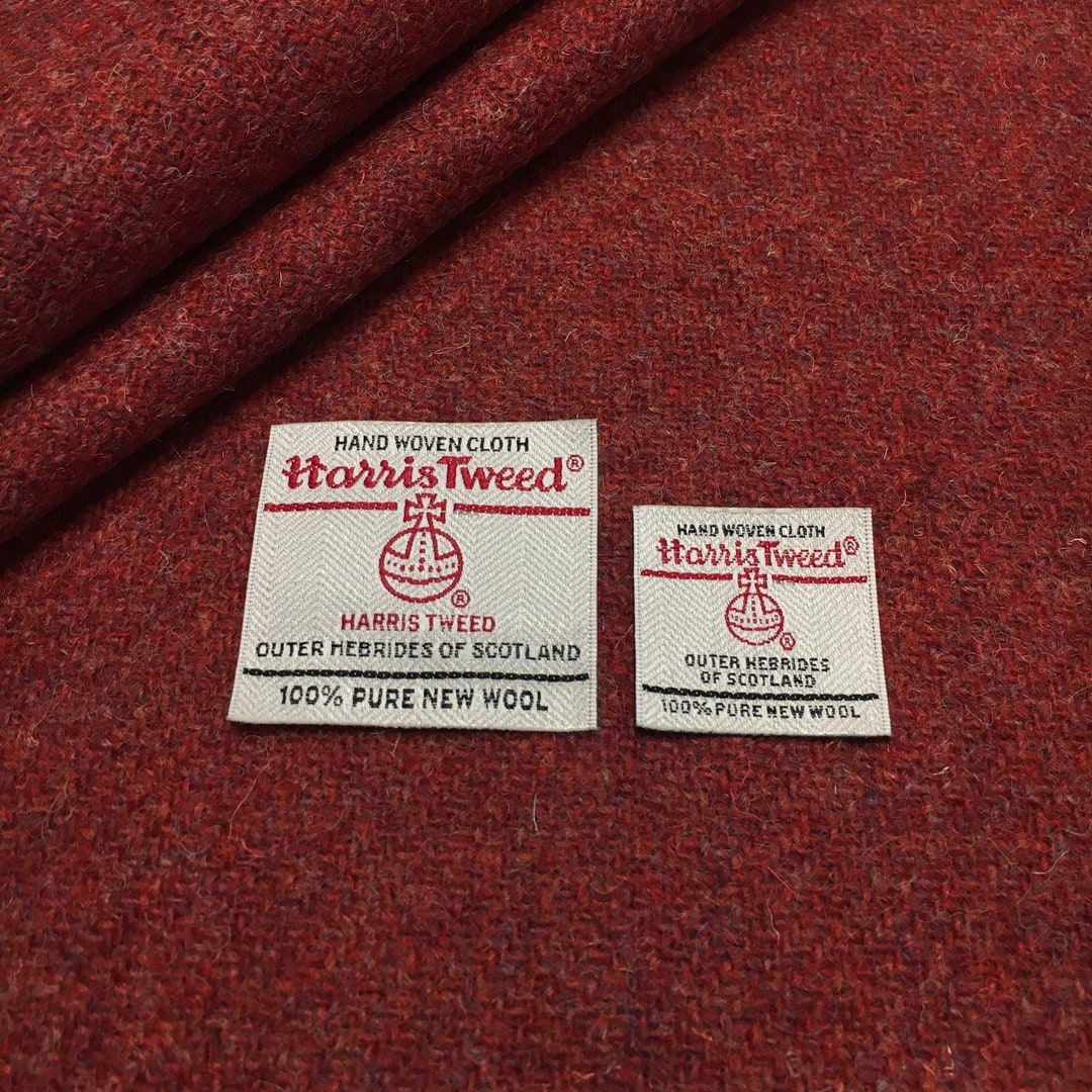 Harris Tweed Fabric, Raspberry Rust, 100% Wool, With Authenticity ...