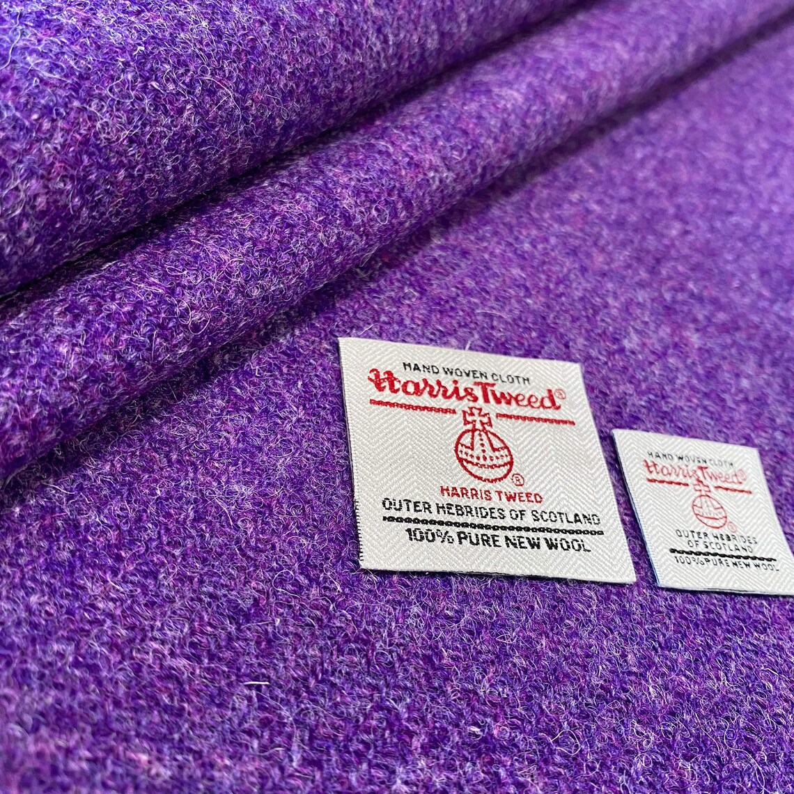 Harris Tweed Fabric, Dark Violet, 100% Wool Fabric Piece, With ...