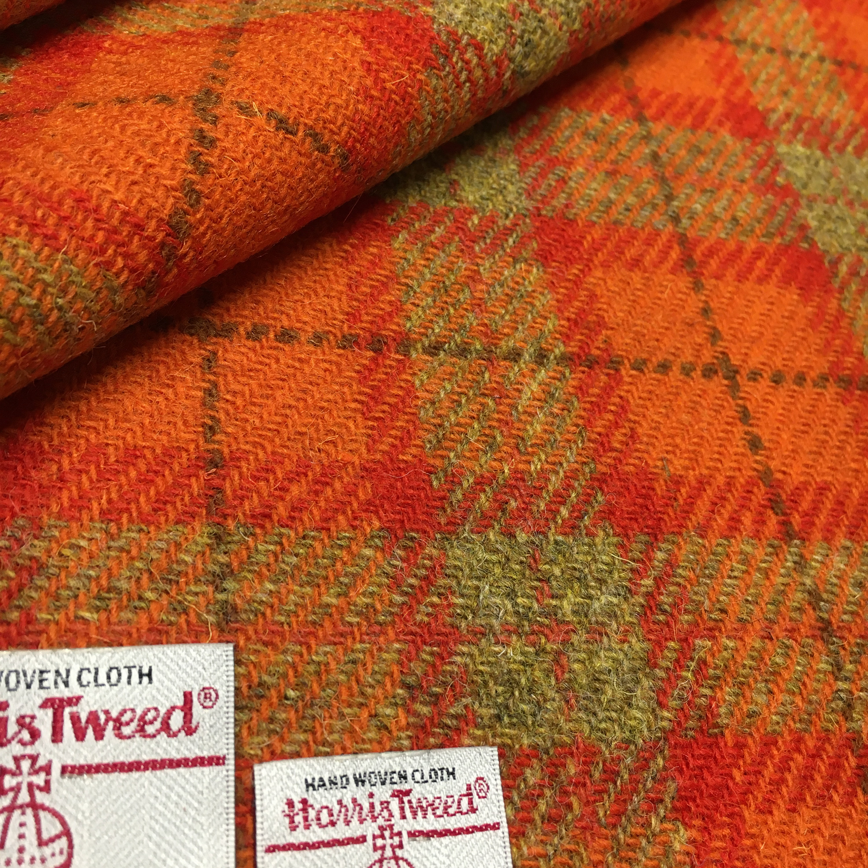 Harris Tweed Fabric Orange & Mustard Yellow Tartan Wool - Etsy UK
