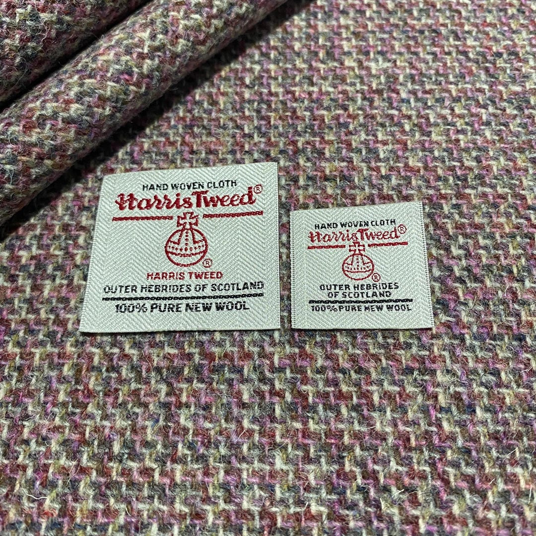 Harris Tweed Fabric, Pink & Natural Tones Tile Weave, 100% Wool, With ...