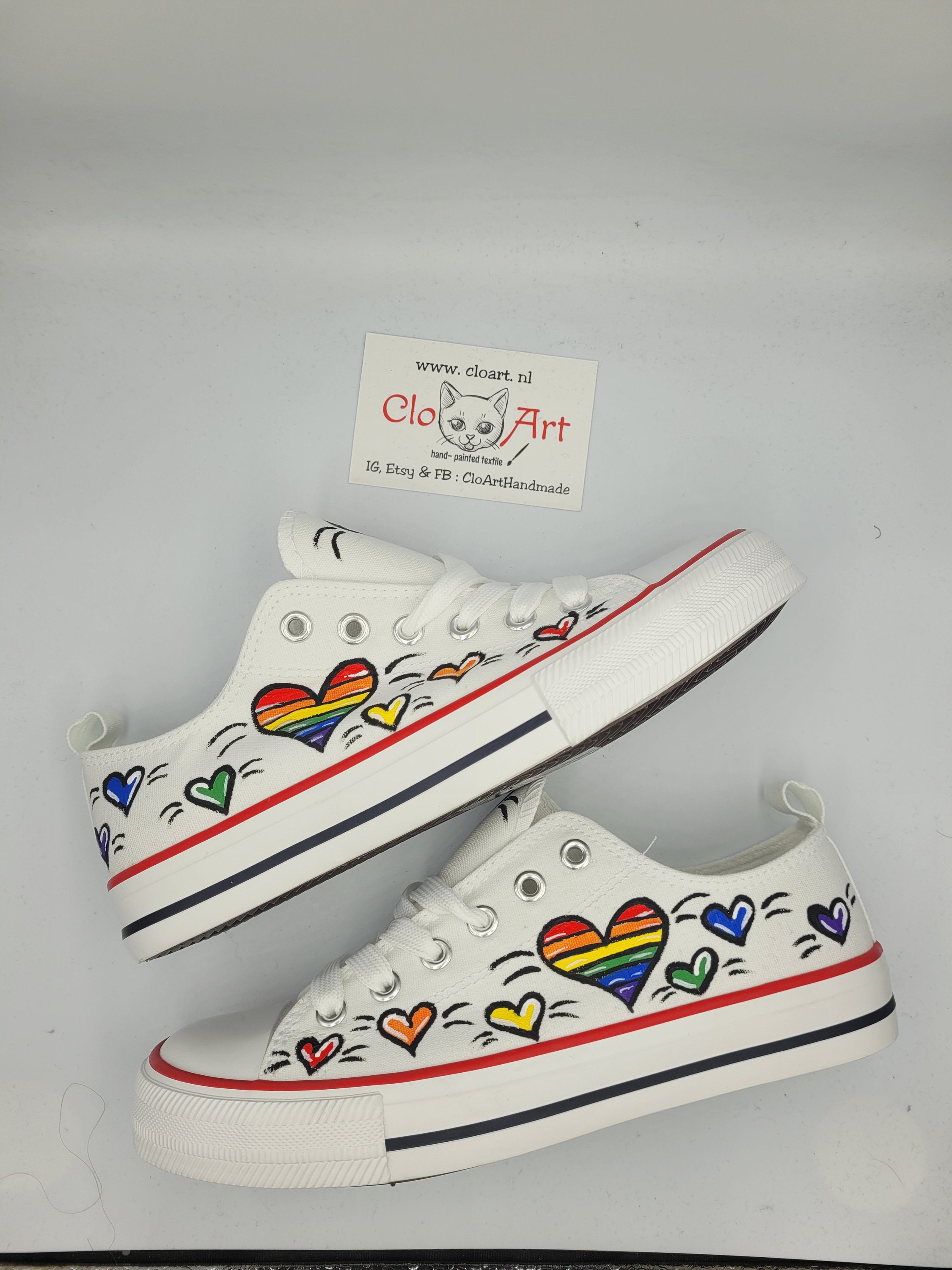 LGBT Custom Sneakers, LGBT Custom Gift, Primer Shoes, Colorful Hearts ...