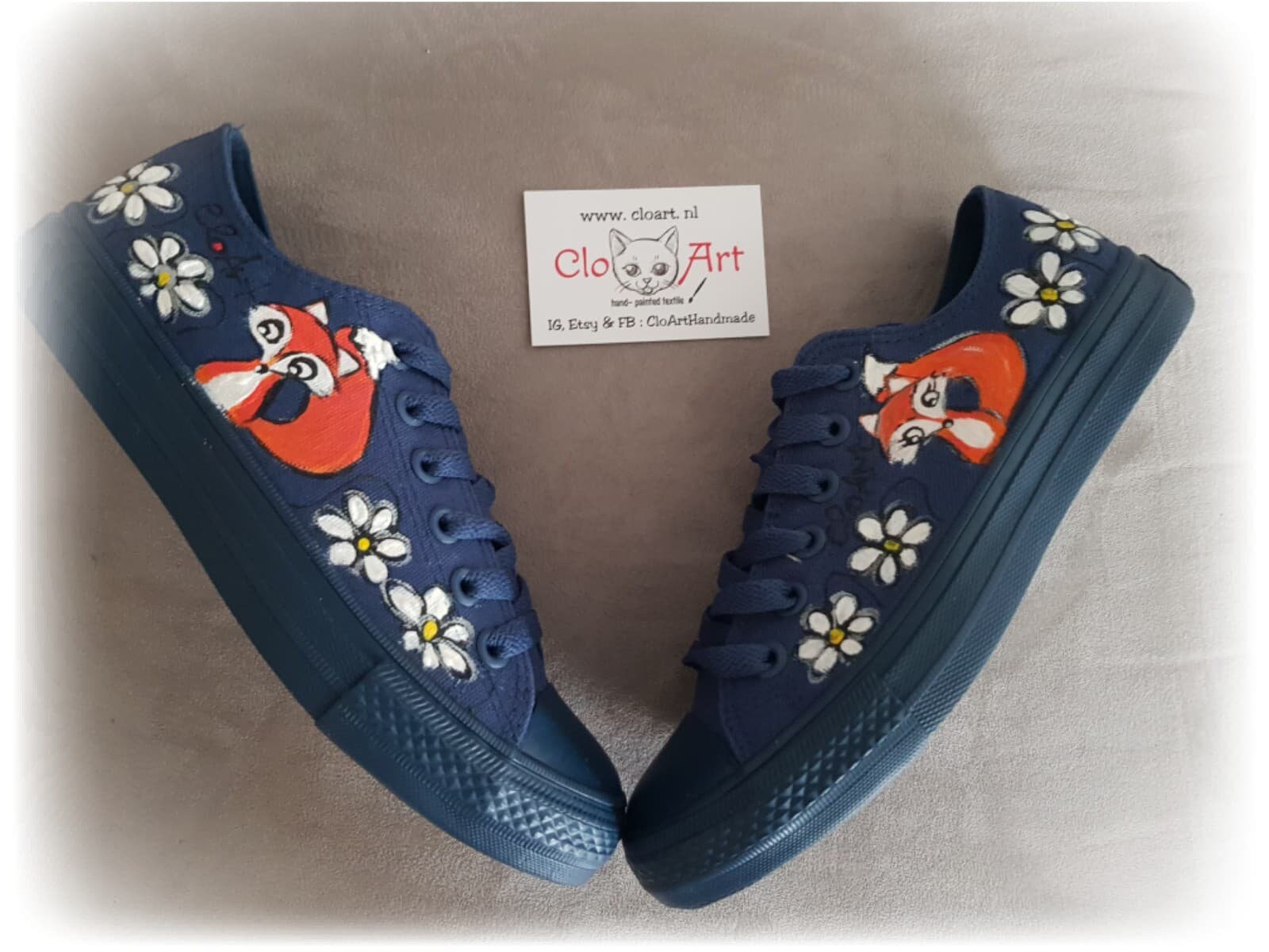 Painted Fox Sneakers Sweet Fox Shoes Love Fox Gift Foxy - Etsy