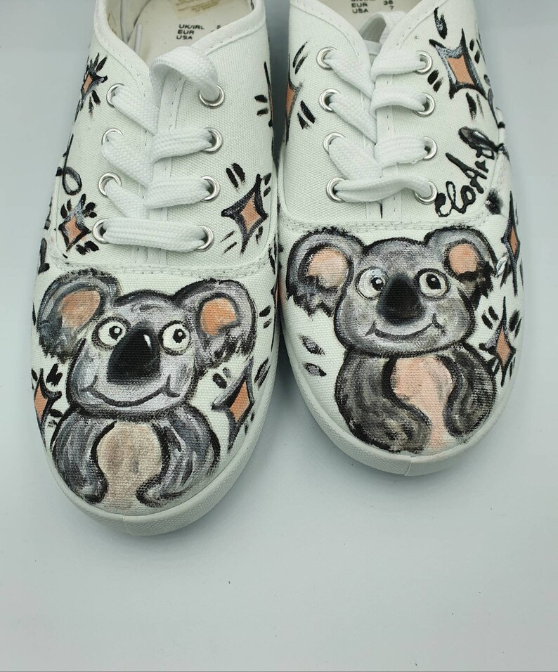 Koalas Sneakers, Love Koalas Gift, Save Koalas Tie Sneakers, Painted ...