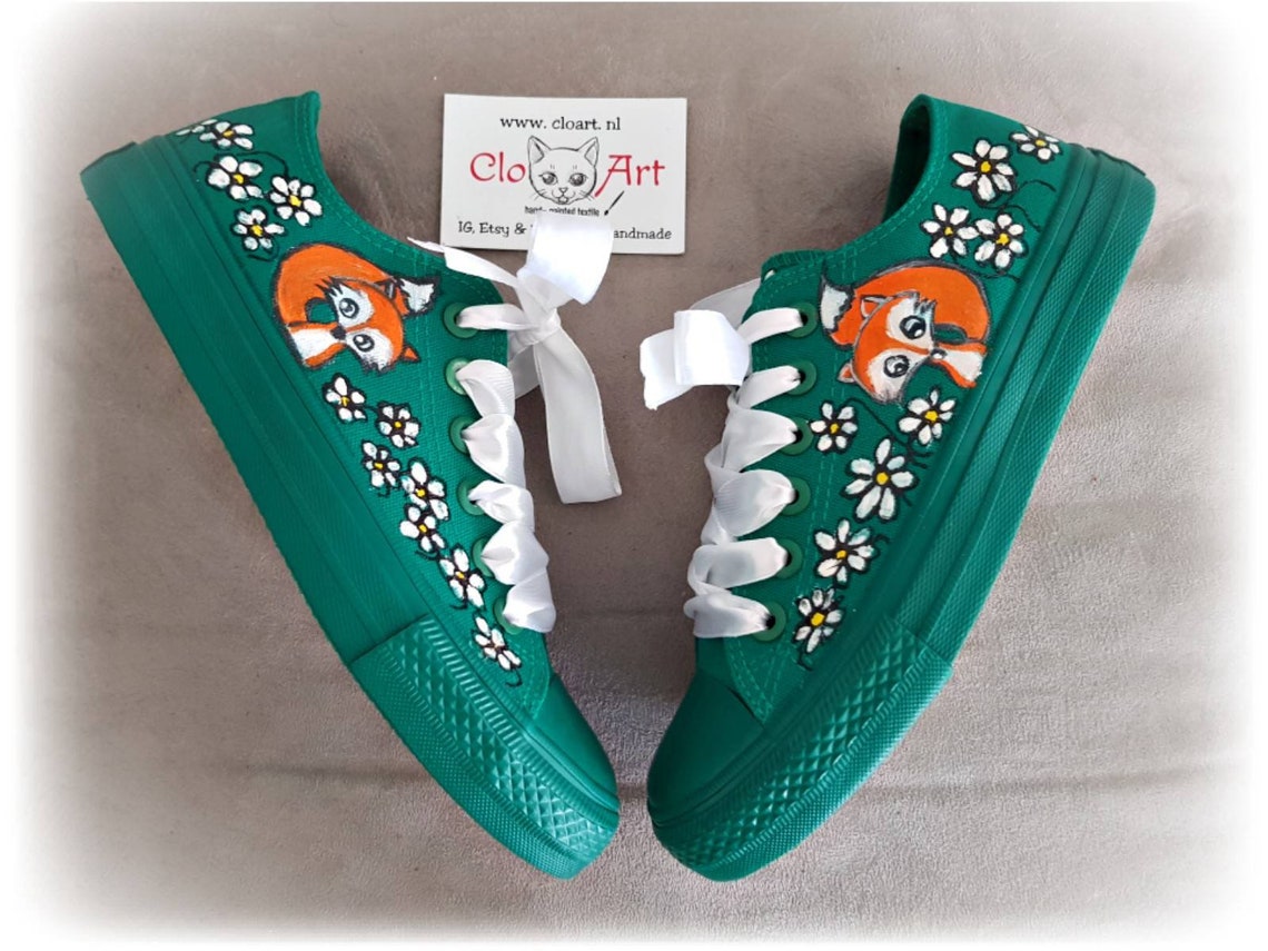 Painted Fox Sneakers Sweet Fox Shoes Love Fox Gift Foxy - Etsy