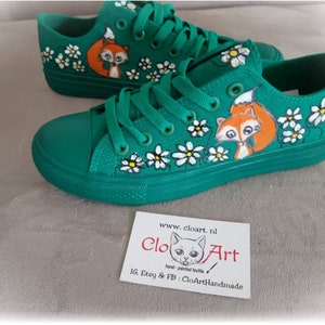 Painted Fox Sneakers, Sweet Fox Shoes, Love Fox Gift, Foxy Sneakers ...