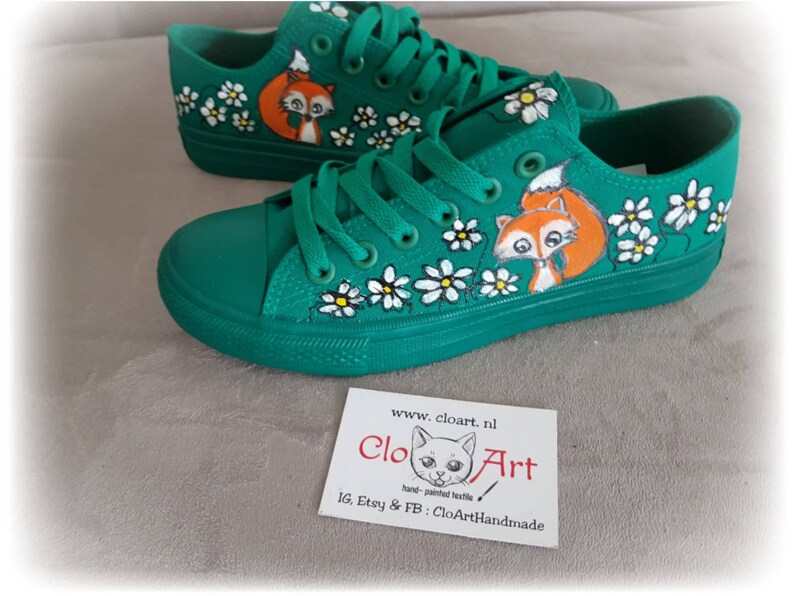 Painted Fox Sneakers Sweet Fox Shoes Love Fox Gift Foxy - Etsy